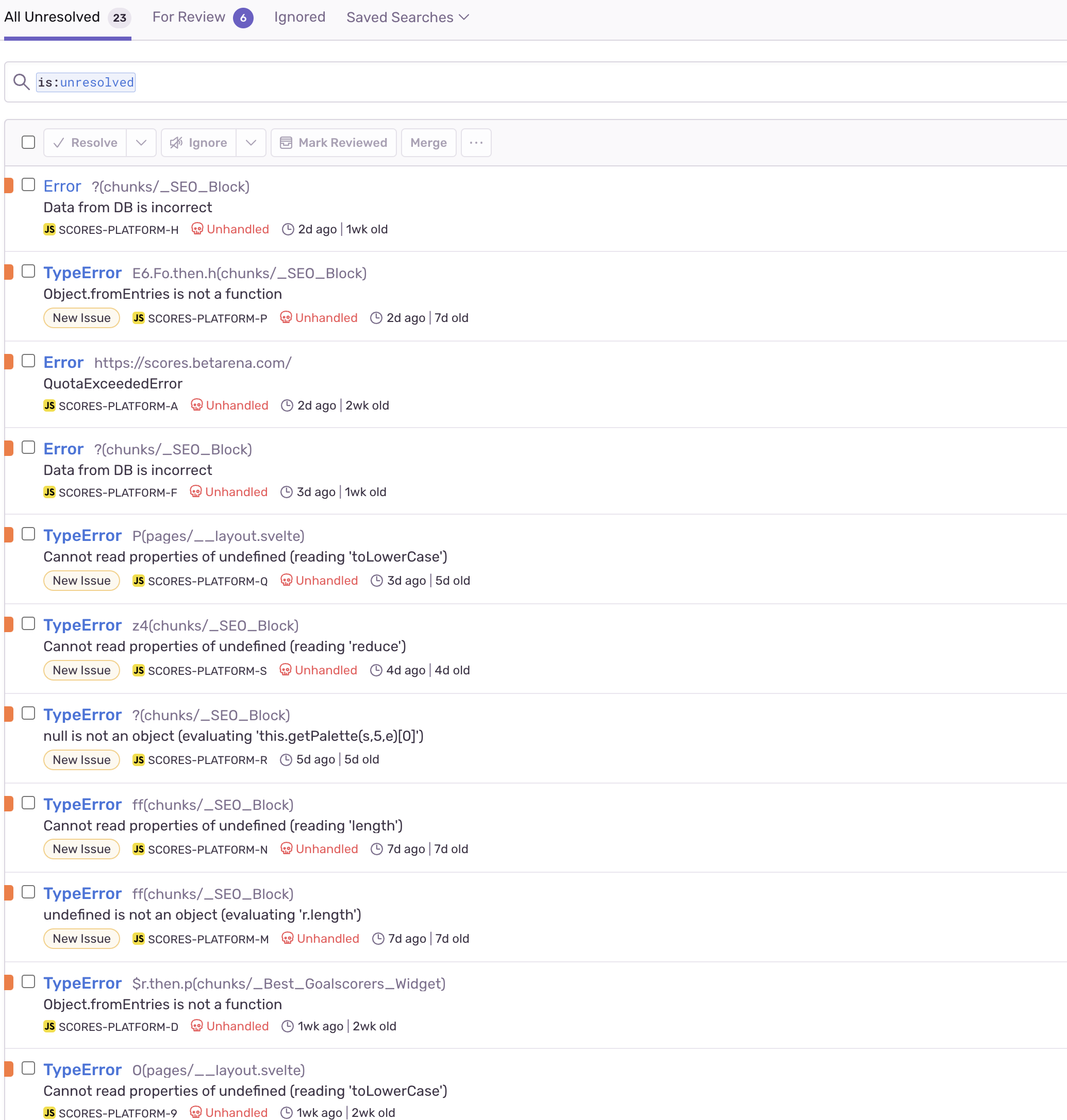 Sentry Errors · Issue 329 · Betarenascores · Github
