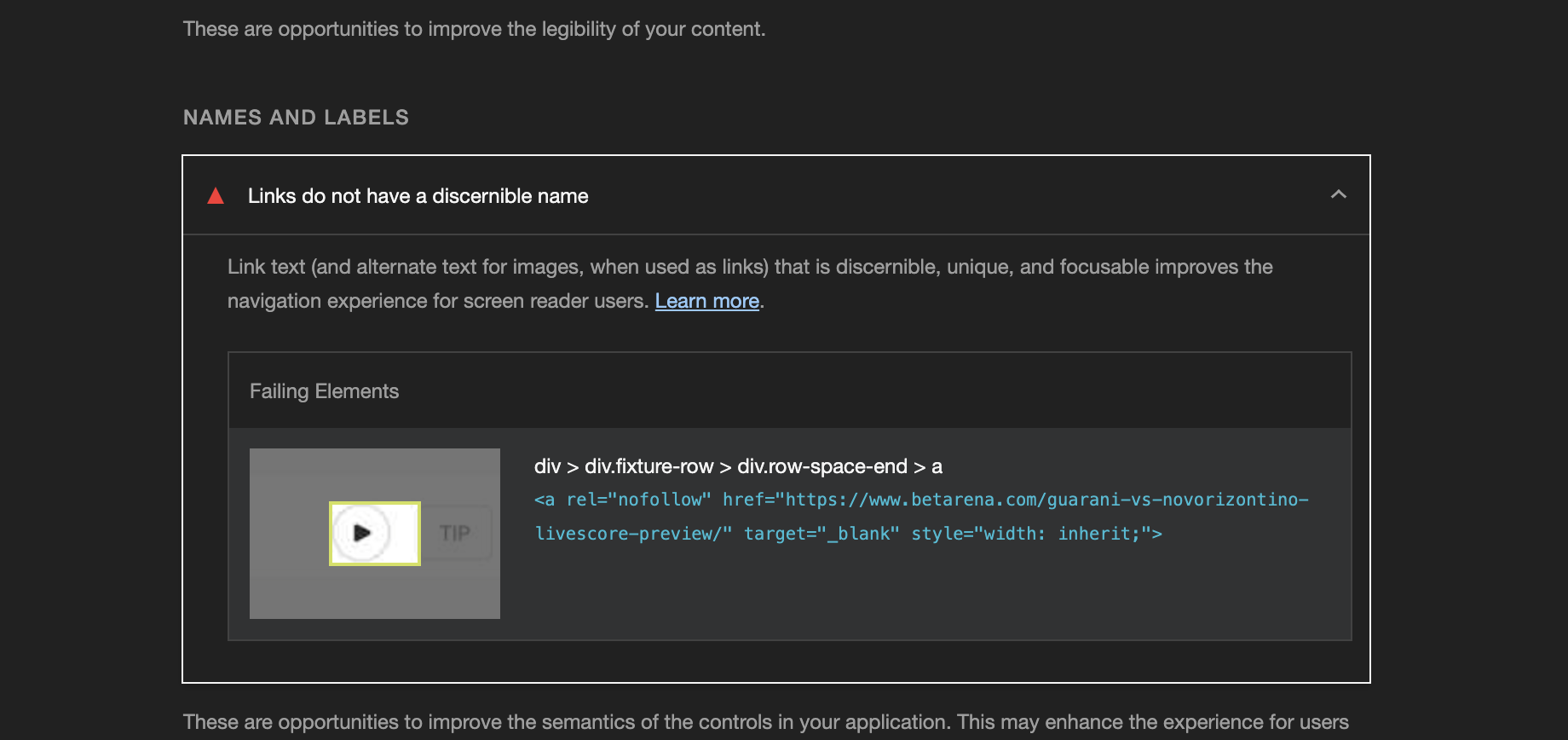 Tournaments Links Do Not Have A Discernible Name · Issue 670 · Betarenascores · Github 