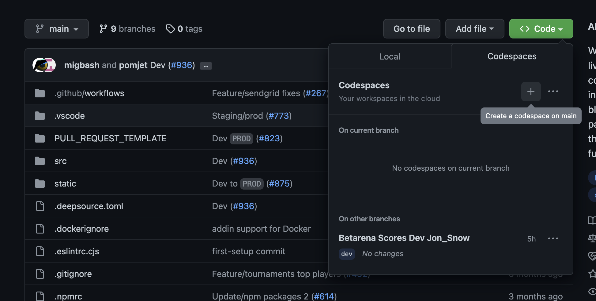 Codespaces Setup · Issue #939 · Betarena/scores · GitHub