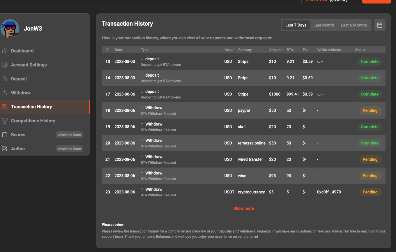 Transaction List Show More · Issue 1491 · Betarenascores · Github 7924