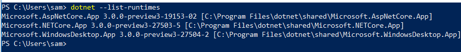 FSAC does not work with .Net Core 3.0 preview3 only, without .NET Core runtime 2.0 installed ...