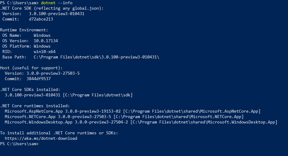 FSAC does not work with .Net Core 3.0 preview3 only, without .NET Core runtime 2.0 installed ...