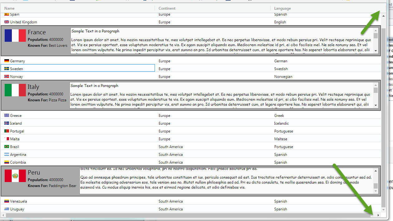 After calling sizeColumnsToFit, horizontal scrollbar jumps in along with vertical scrollbar ...