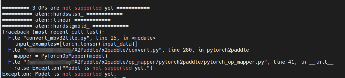 转换pytorch的mobilenetv3到lite格式报错不支持 · Issue #8908 · PaddlePaddle/Paddle ...