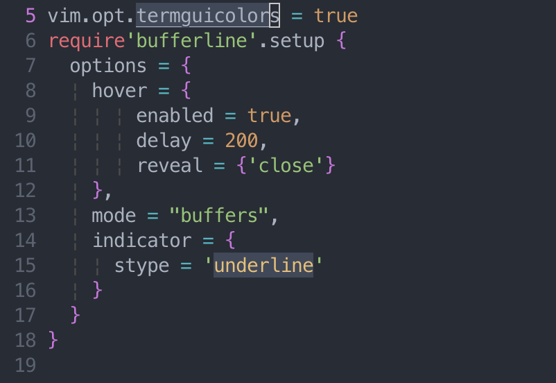 hover and underline does't work · Issue #626 · akinsho/bufferline.nvim · GitHub