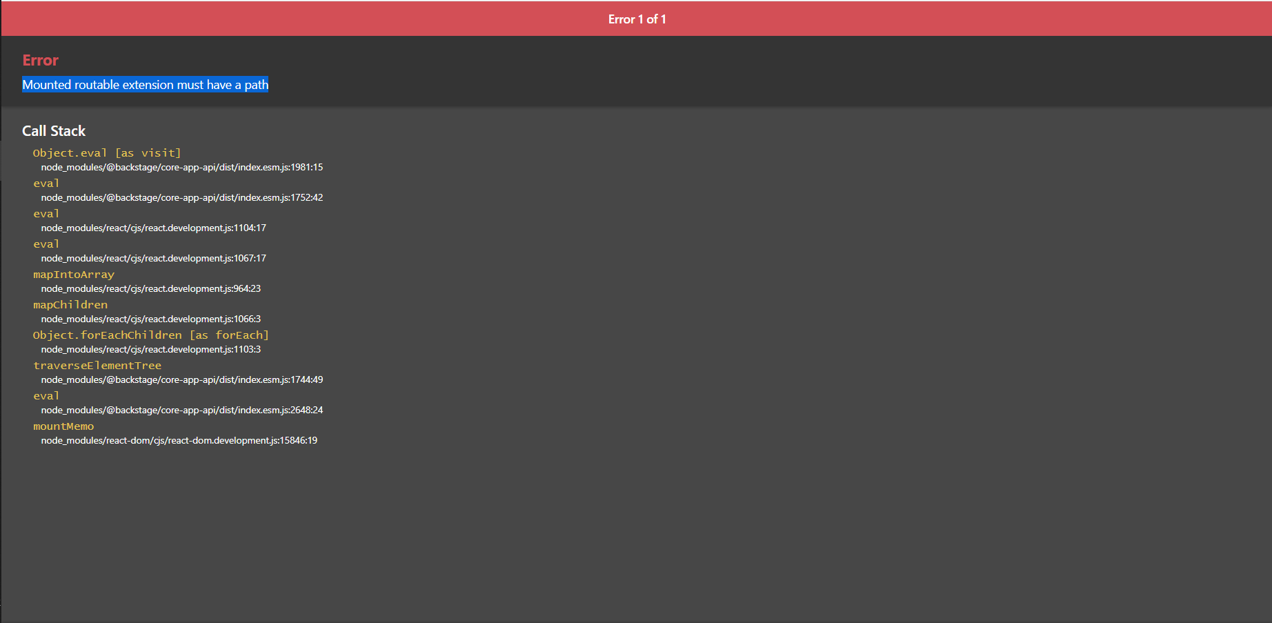 [Upgrade] [1.7.0] Mounted routable extension must have a path · Issue #14239 · backstage ...