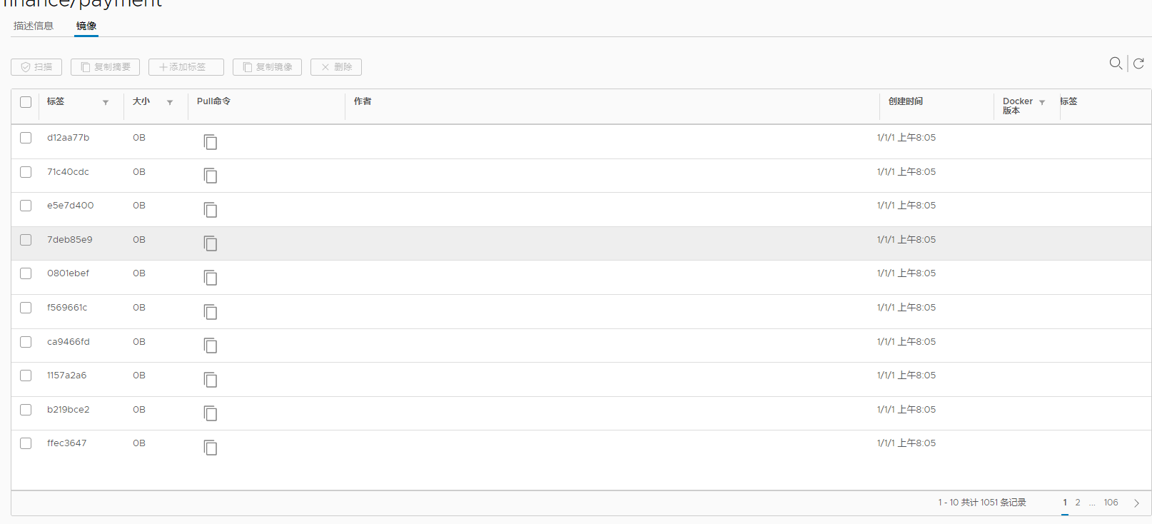 many images size were 0B and creation time marked 1/1/01, 8:05 AM and ...