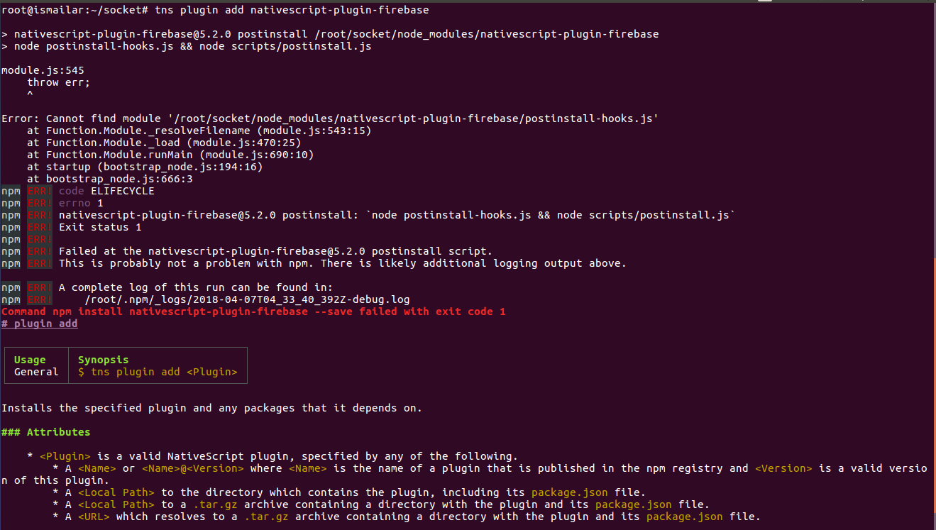 Nativescript Plugin Firebase Fail During Installation · Issue 671 · Eddyverbruggen Nativescript