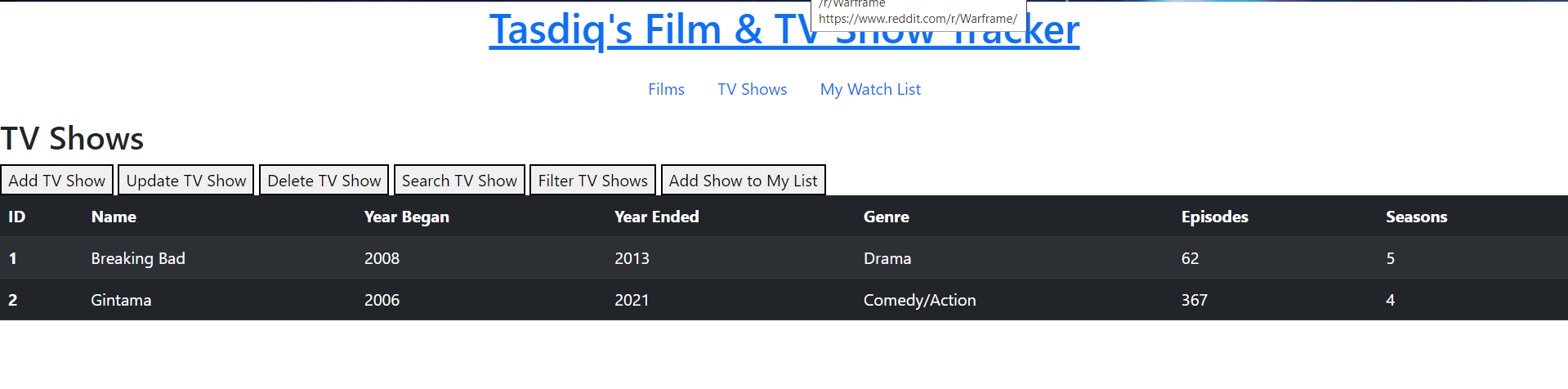 GitHub - Tasdiq-Dewan/Film-TV-Tracker-Project: Film and TV tracking website for QA Academy ...