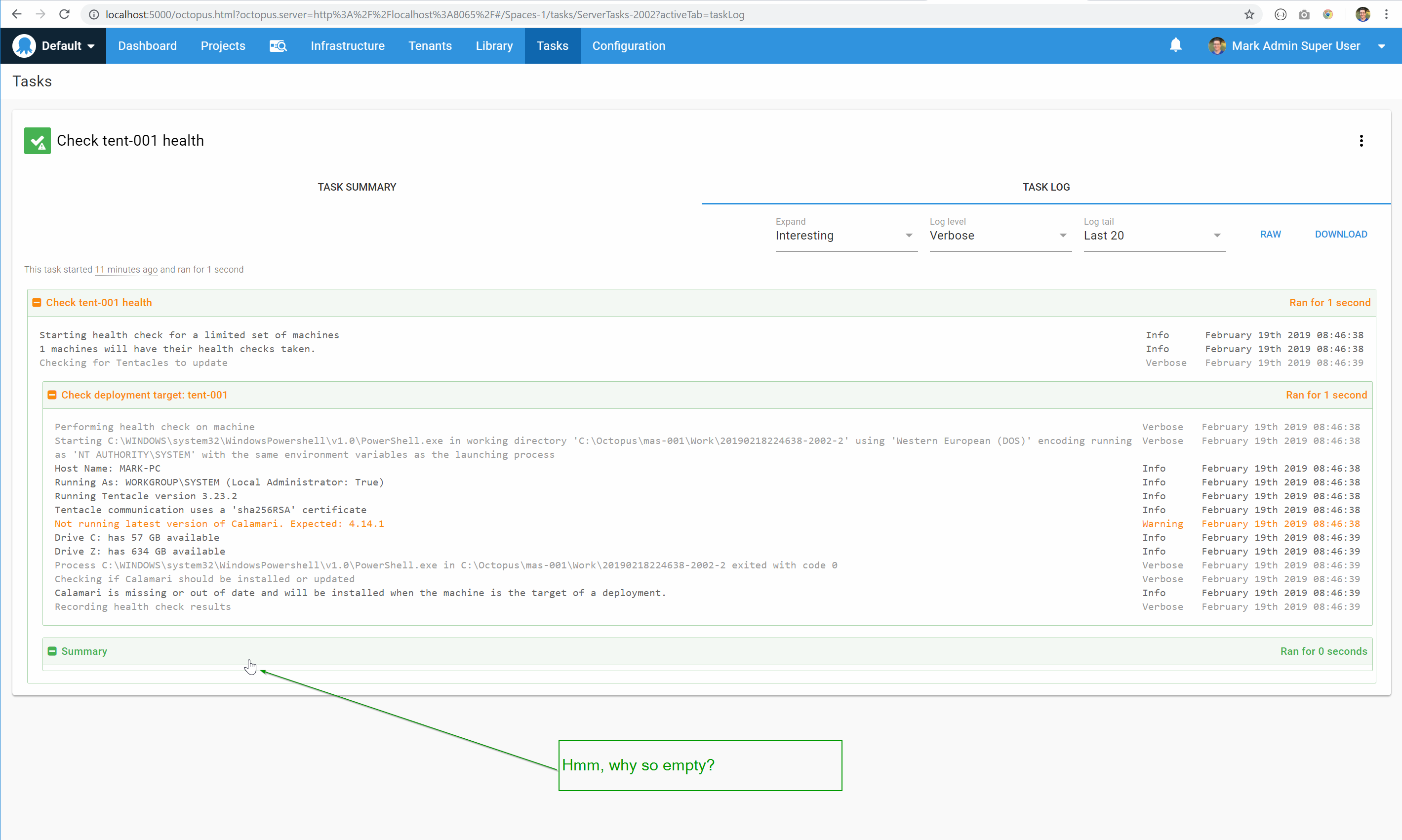 Check Tentacle Health has empty summary if all targets are `HasWarnings` or `Unhealthy` · Issue ...