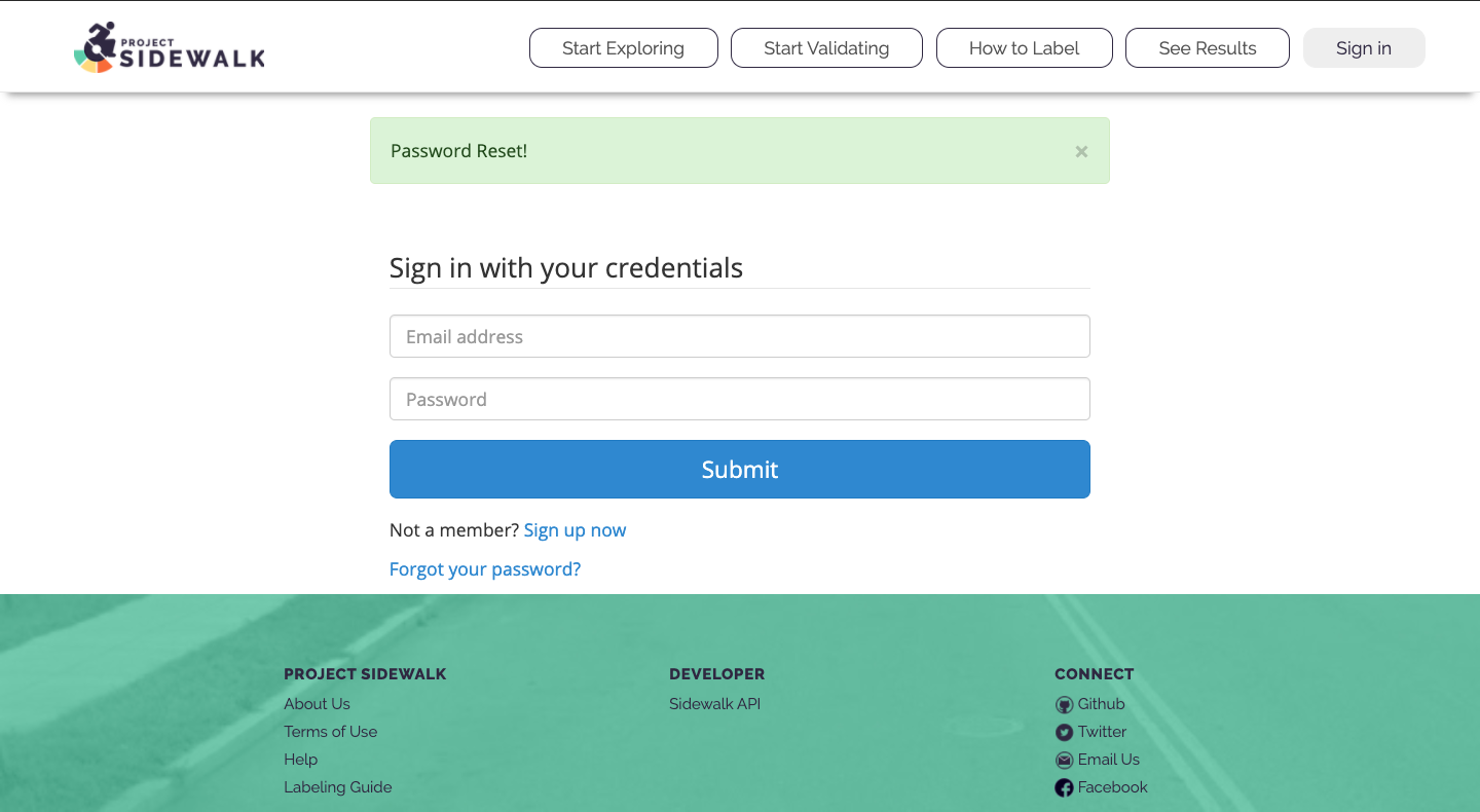 Let users reset/change their password · Issue #1101 · ProjectSidewalk ...