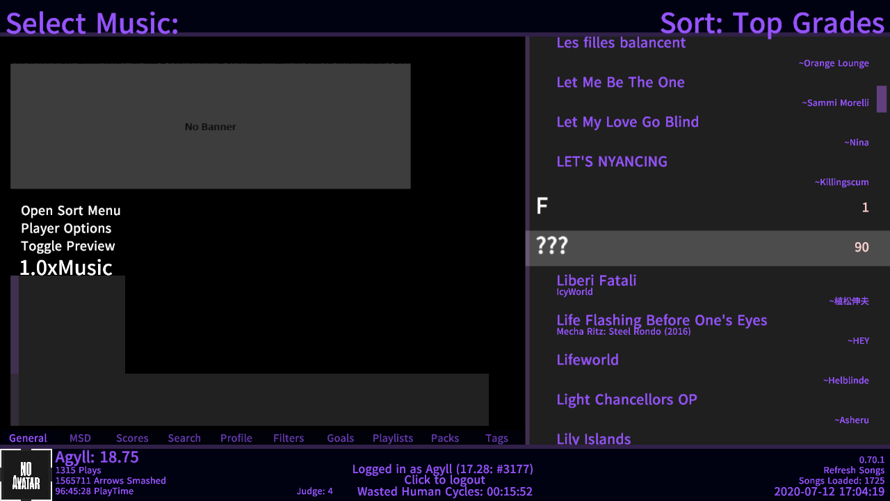 F Ranks break the "Top Grades" sort · Issue #839 · etternagame/etterna · GitHub