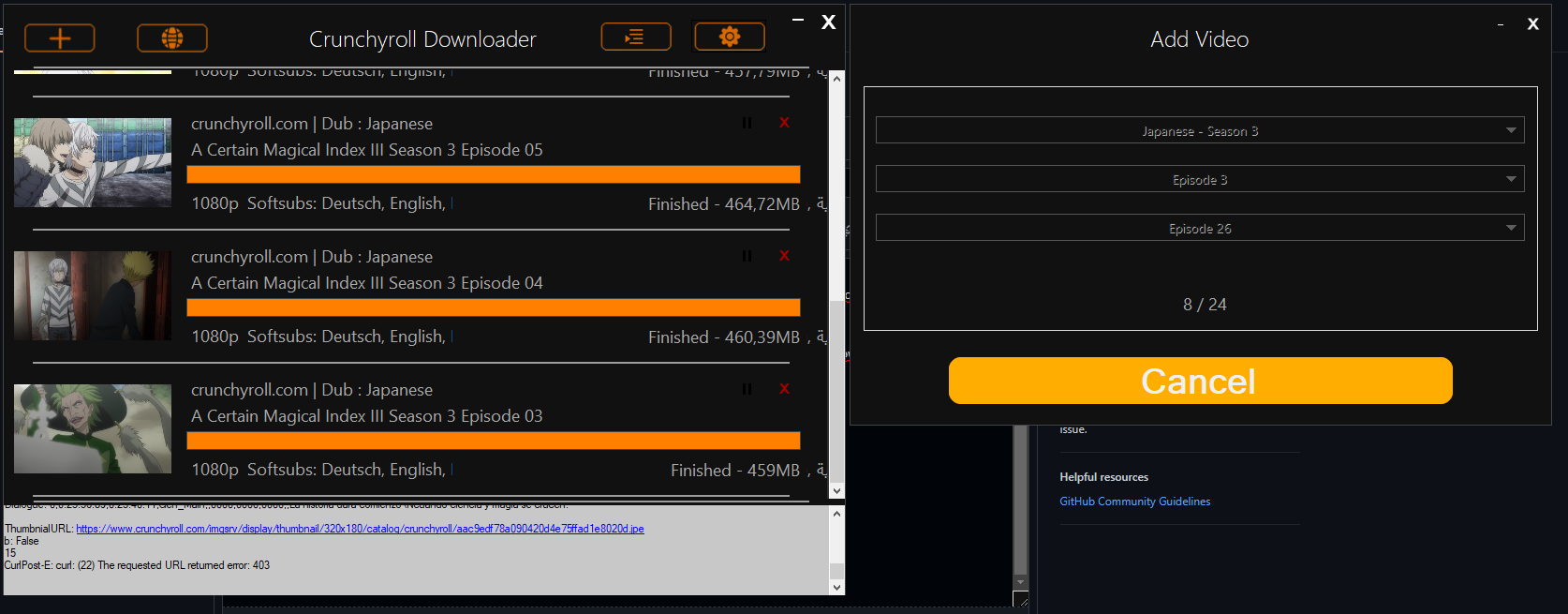 Not start downloading error 403 · Issue #685 · hama3254/Crunchyroll-Downloader-v3.0 · GitHub