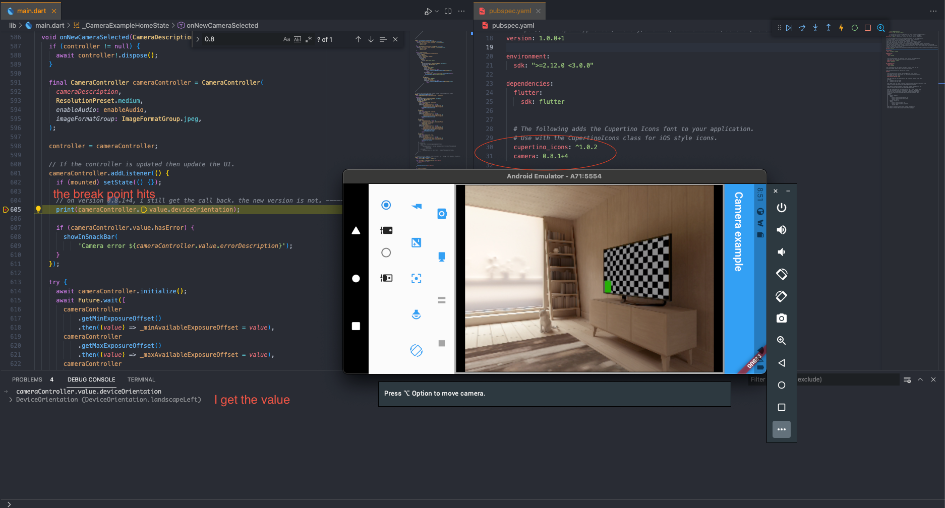 [Camera] [android] CameraController doesn't update device orientation when orientation changes ...