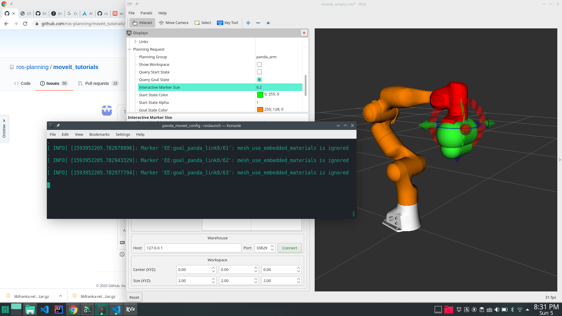 run panda_moveit_config demo with self collision on gripper · Issue #506 · moveit/moveit ...