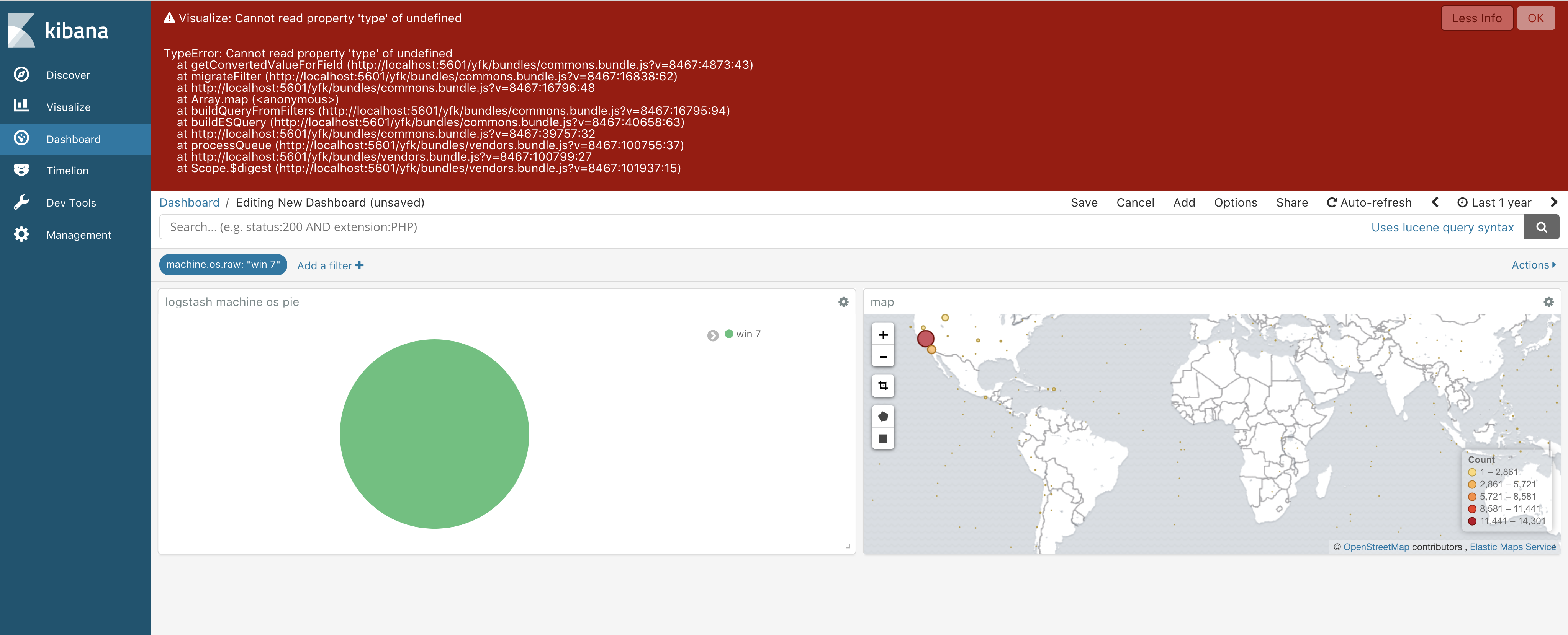 Error When Creating Filter With Dashboard Containing Different Index Patterns · Issue 16101