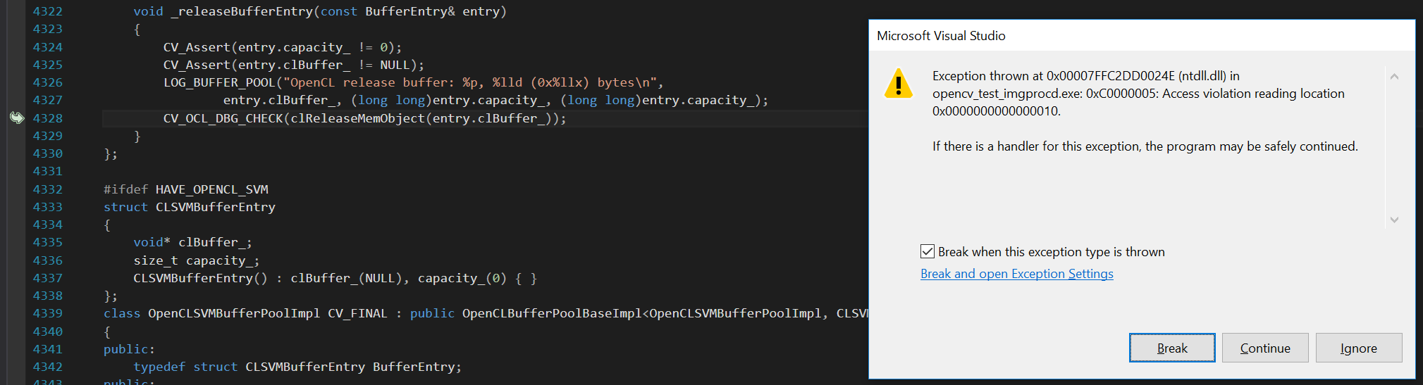 imgproc: program crashes after test of imgproc "OCL_ImgProc ...