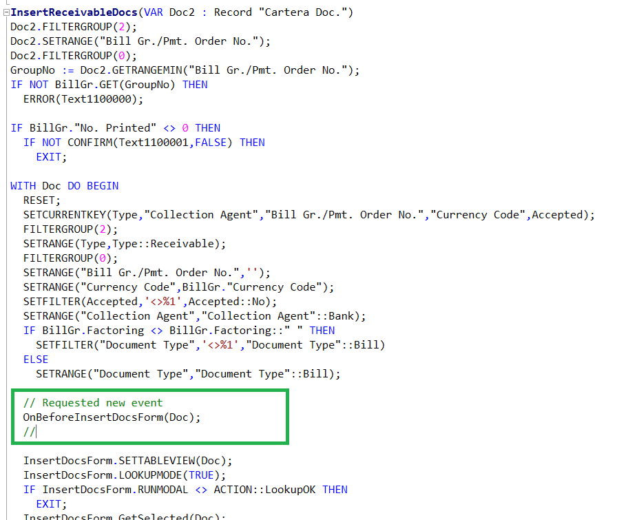 Codeunit 7000000 CarteraManagement - InsertReceivableDocs · Issue #906 · microsoft ...
