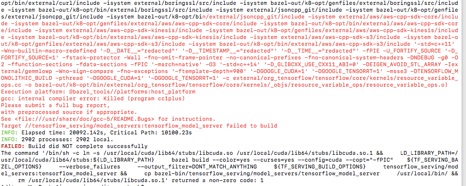 Error Building An Optimized Serving Binary · Issue 1458 · Tensorflowserving · Github
