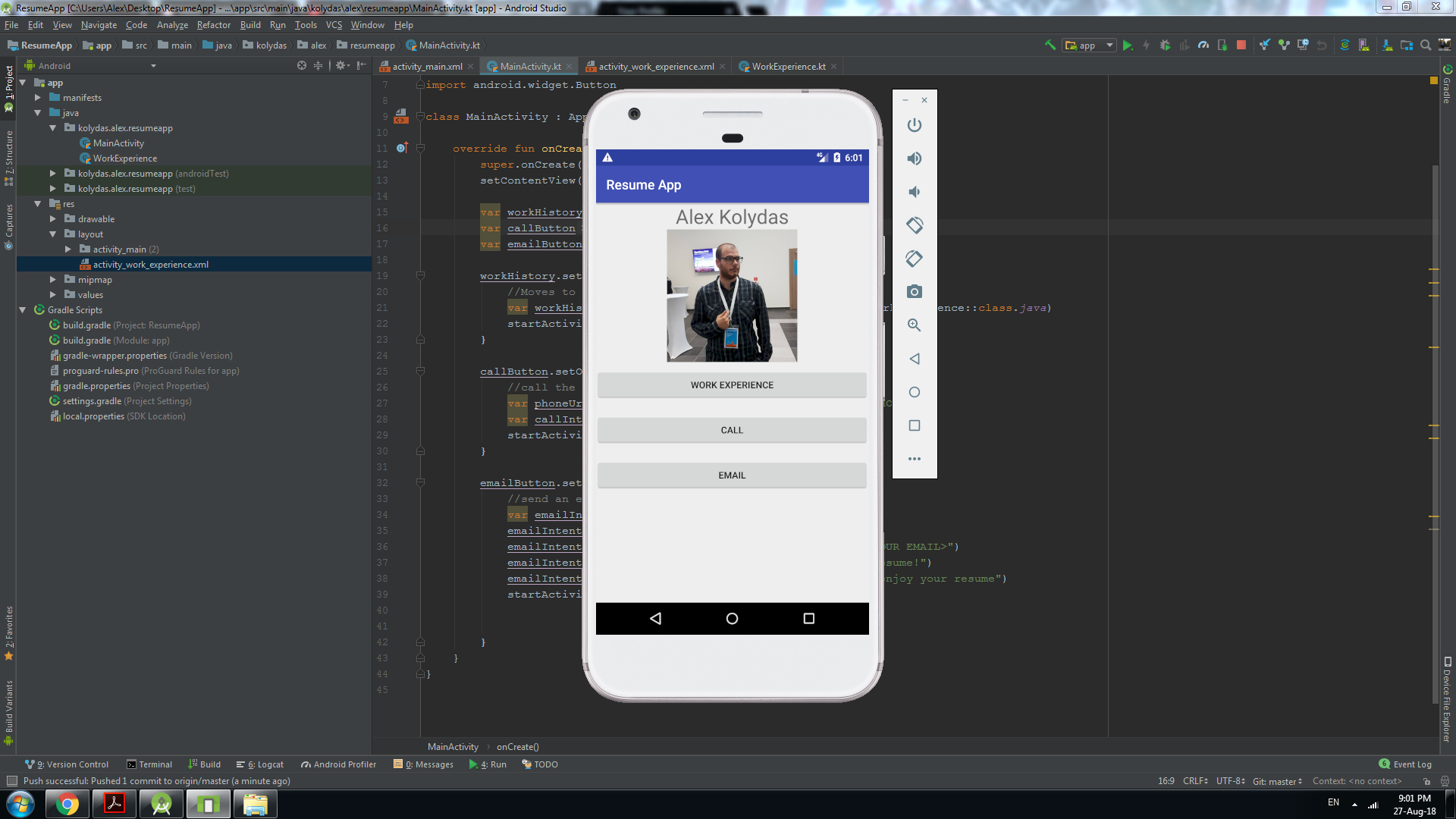 GitHub - AlexKolydas/ResumeApp: A very simple Resume App made with Kotlin in Android Studio