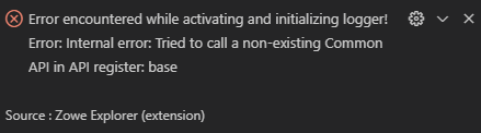 Error encountered while activating and initializing logger (solved by removing base profile ...