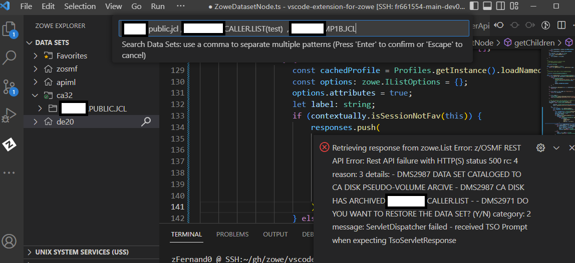 Incomplete dataset list if an error occurs with a filter · Issue #2036 · zowe/zowe-explorer ...