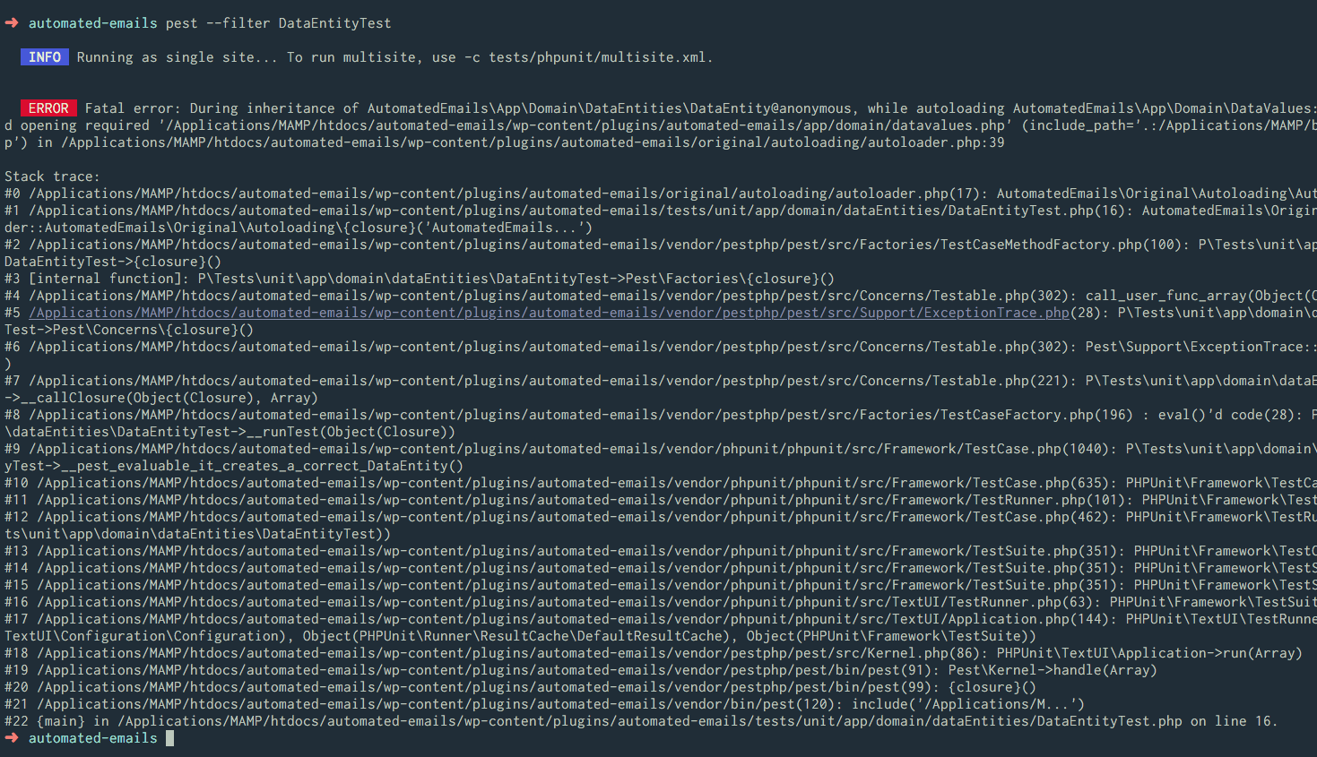 Pest won't show errors or any runtime output · Issue #744 · pestphp/pest · GitHub