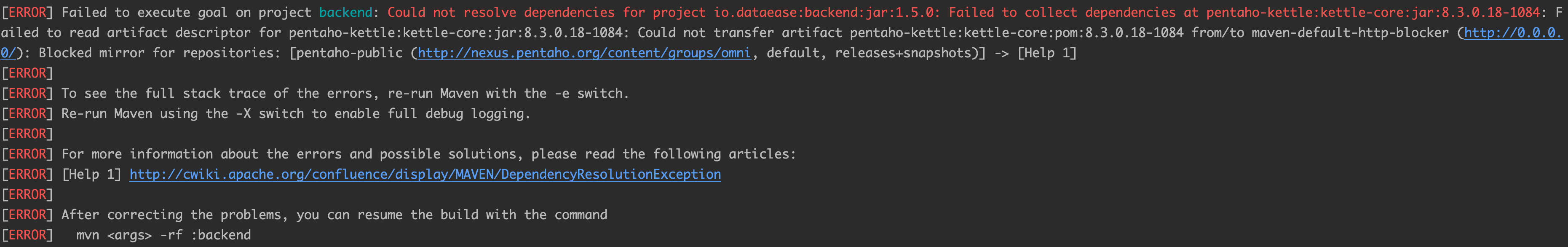 [Bug] Pentaho Public repository 在使用maven的高版本时异常 · Issue #1495 · dataease/dataease · GitHub