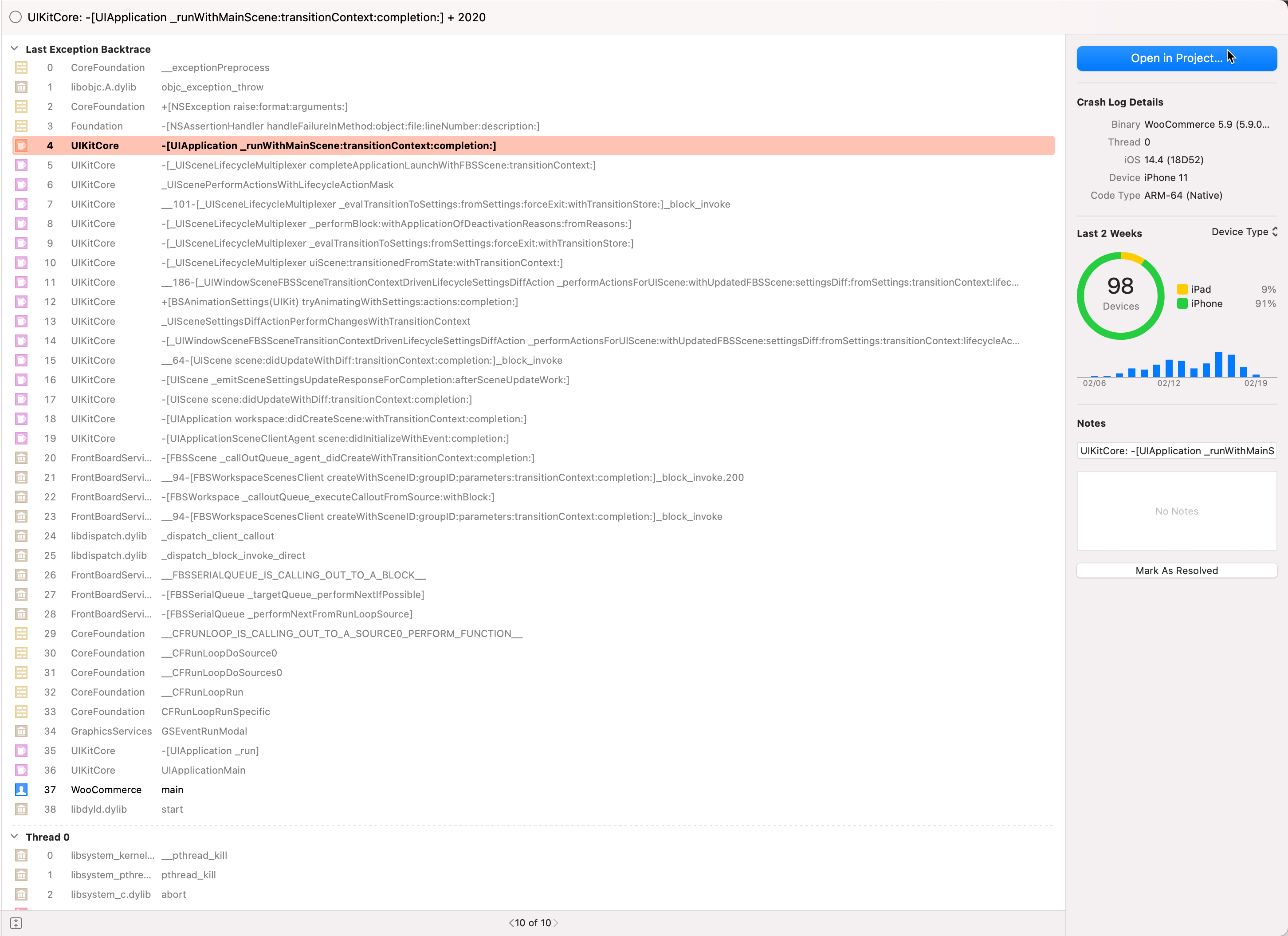 Crash: UIKitCore: -[UIApplication _runWithMainScene:transitionContext:completion:] + 2020 ...