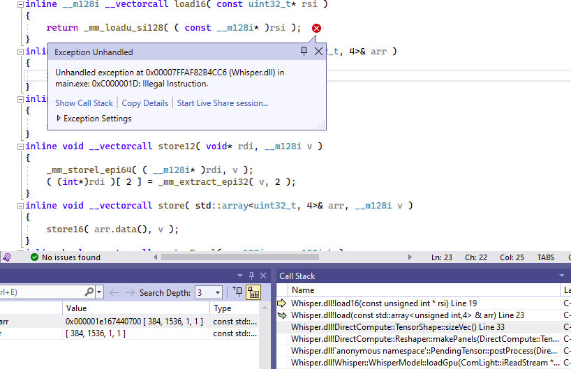 cl /arch:SSE2: eModelImplementation.GPU model requires a CPU with SSE 4 ...
