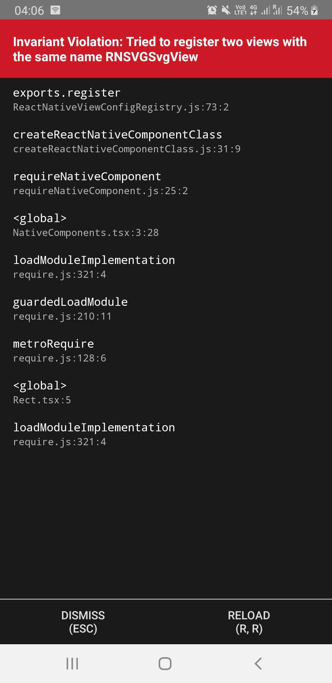 Invariant Violation: Tried to register two views with the same name ...
