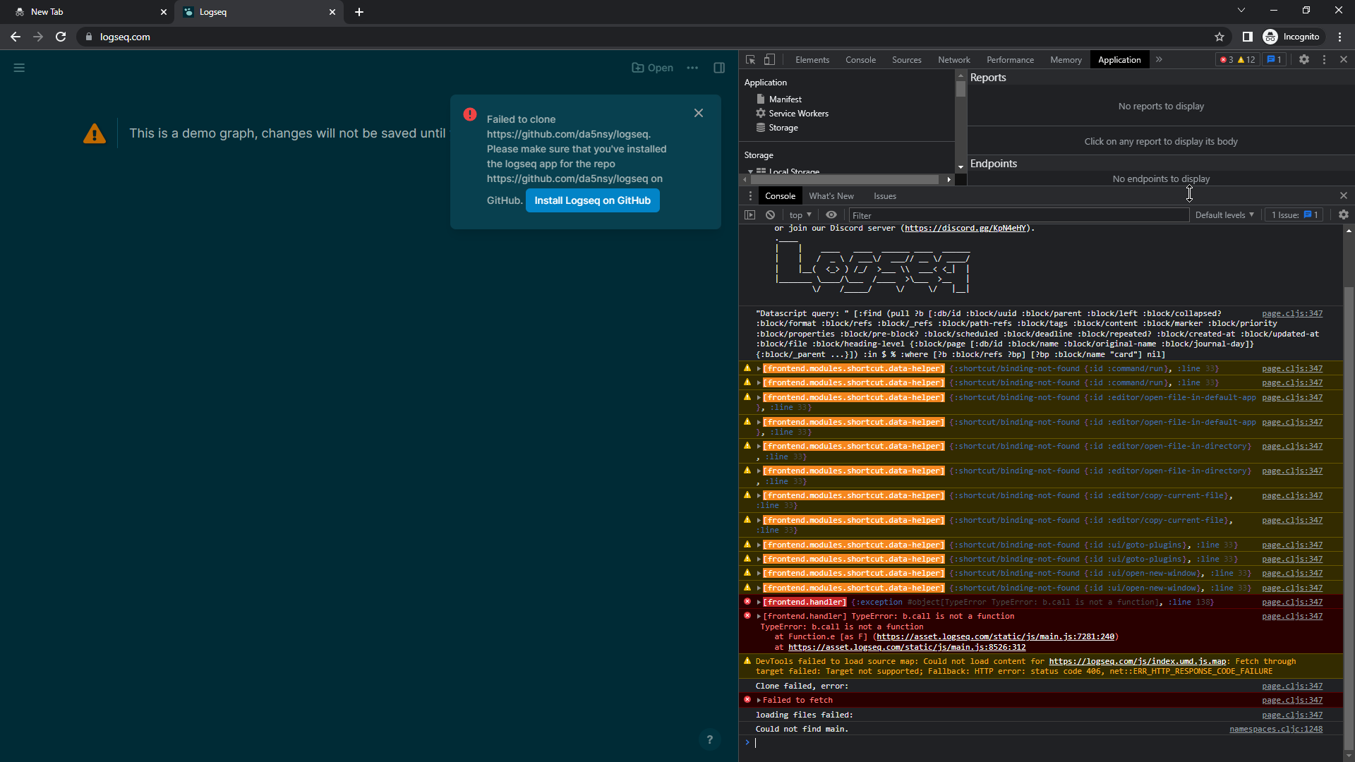 Failed to clone · Issue #790 · logseq/logseq · GitHub