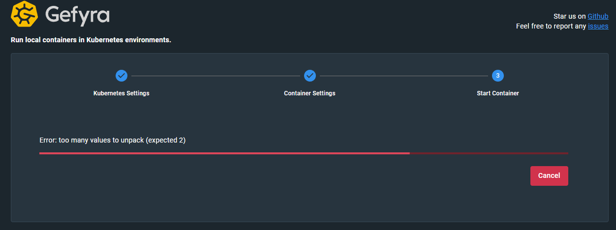 Error: too many values to unpack (expected 2) · Issue #44 · gefyrahq/gefyra-docker-desktop ...