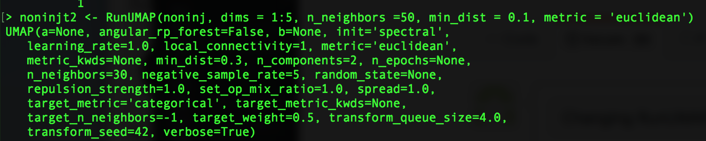 Changing RunUMAP parameters · Issue #1592 · satijalab/seurat · GitHub