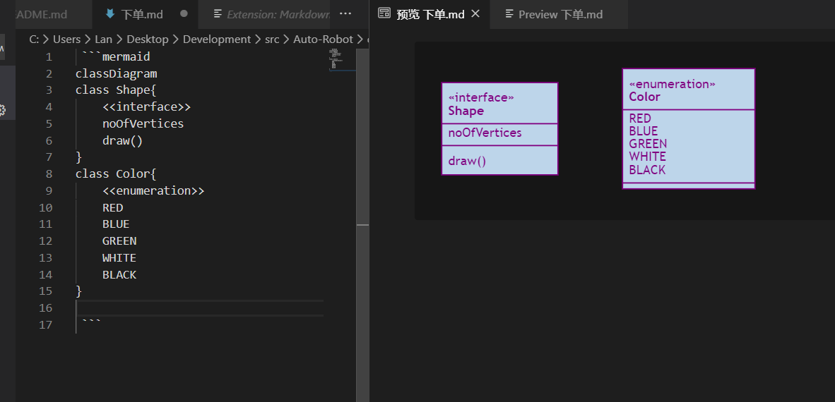 渲染mermaid类图时 接口和枚举没有加载出来 · Issue #1190 · shd101wyy/vscode-markdown ...