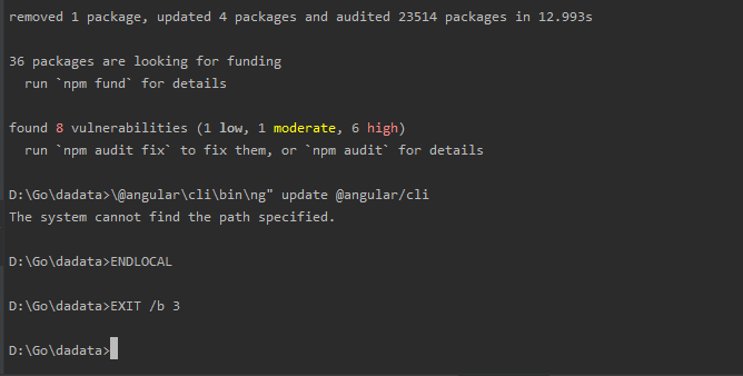 ENDLOCAL EXIT /b 3 when updating lib to Angular 9 · Issue #16975 ...