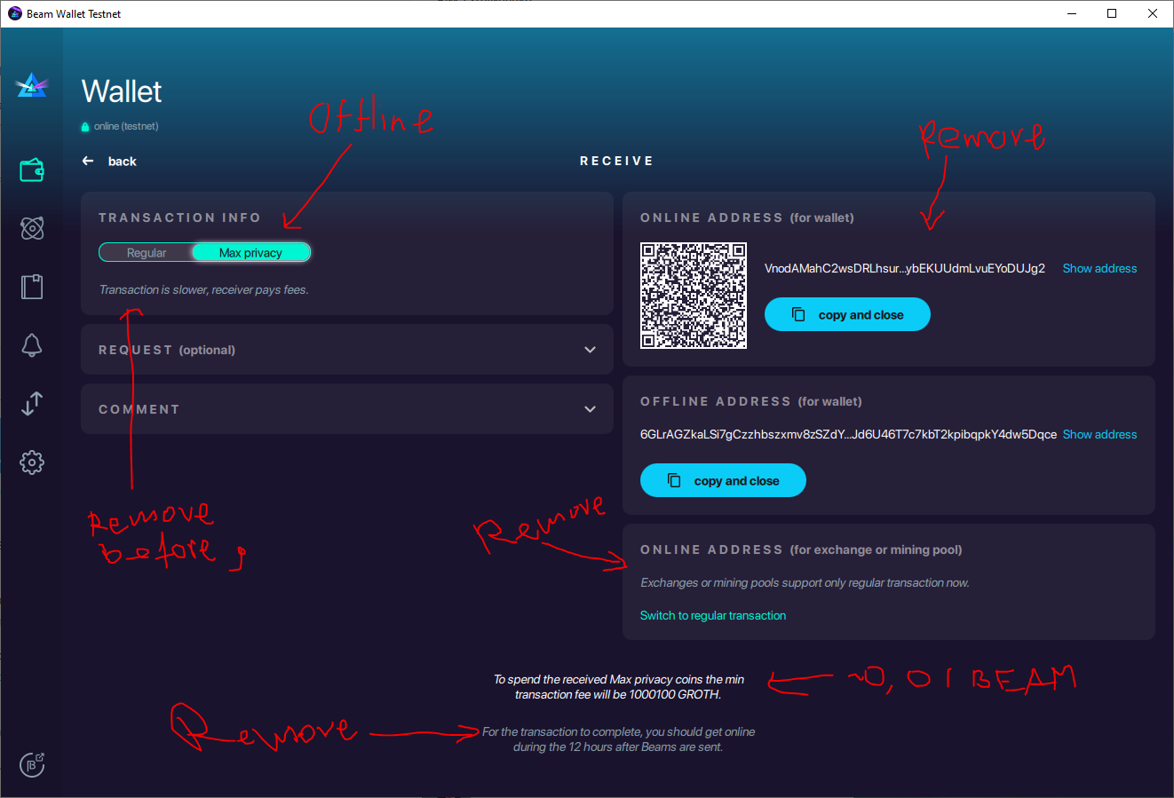 Cosmetic fixes in Receive dialog UI · Issue #198 · BeamMW/beam-ui · GitHub