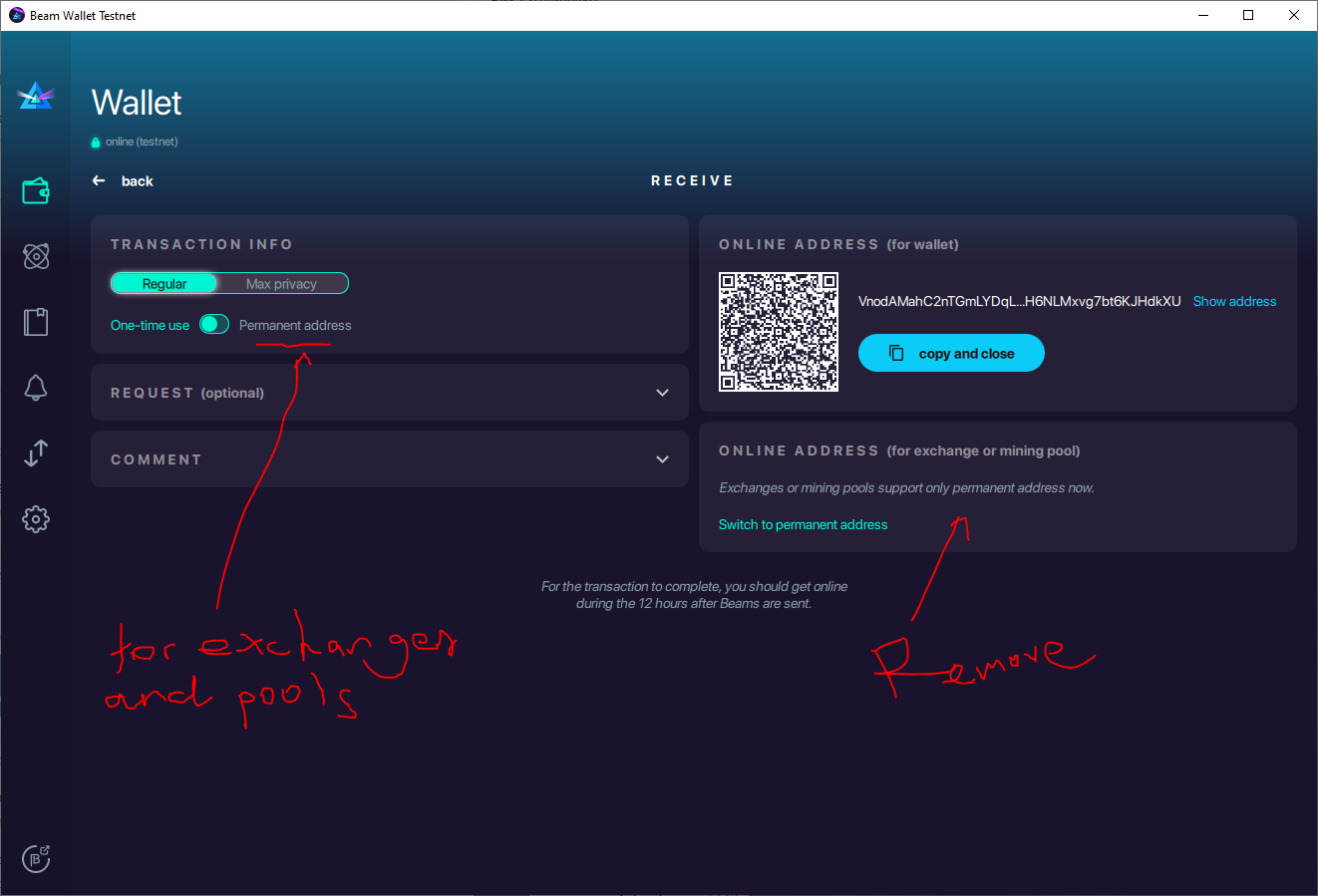 Cosmetic fixes in Receive dialog UI · Issue #198 · BeamMW/beam-ui · GitHub