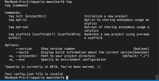 As A Taq End Developer I Would Like Cli Output Rendered Using