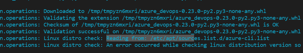 Unable To Install Az Devops Extension In Centos · Issue 21582 · Azureazure Cli · Github