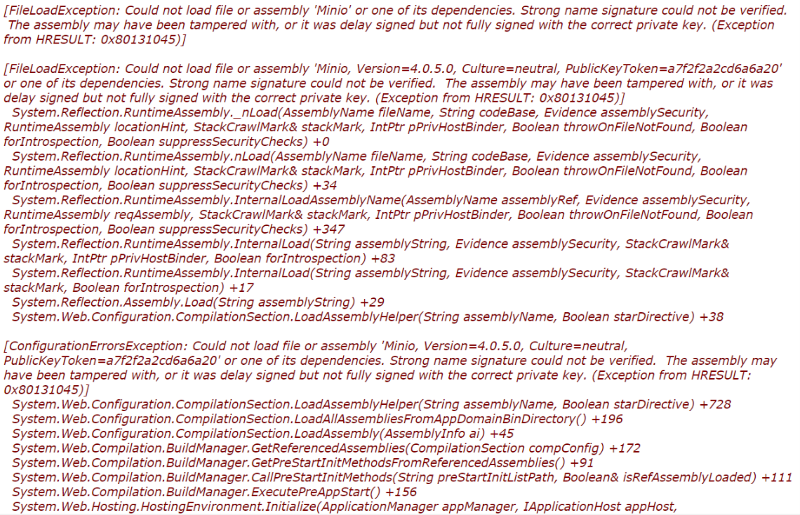 Error In Net 48 Webapplications Could Not Load File Or Assembly Minio · Issue 712 · Minio
