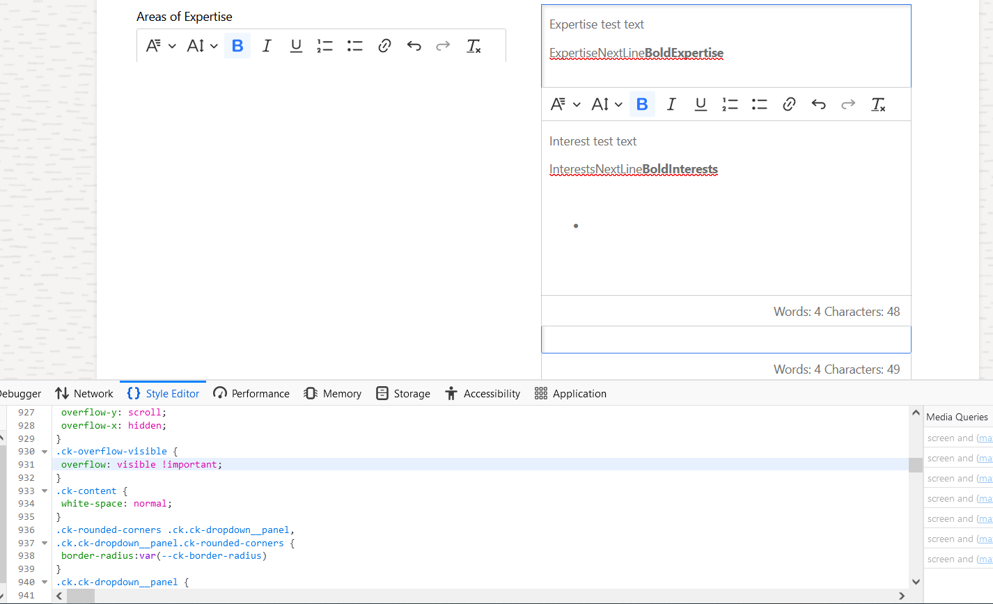 Css Property Ck Overflow Visible Causing Editor To Overlap In Firefox 3934