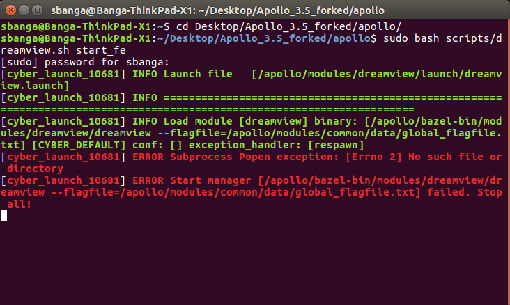 Dreamview startup error · Issue #6695 · ApolloAuto/apollo · GitHub