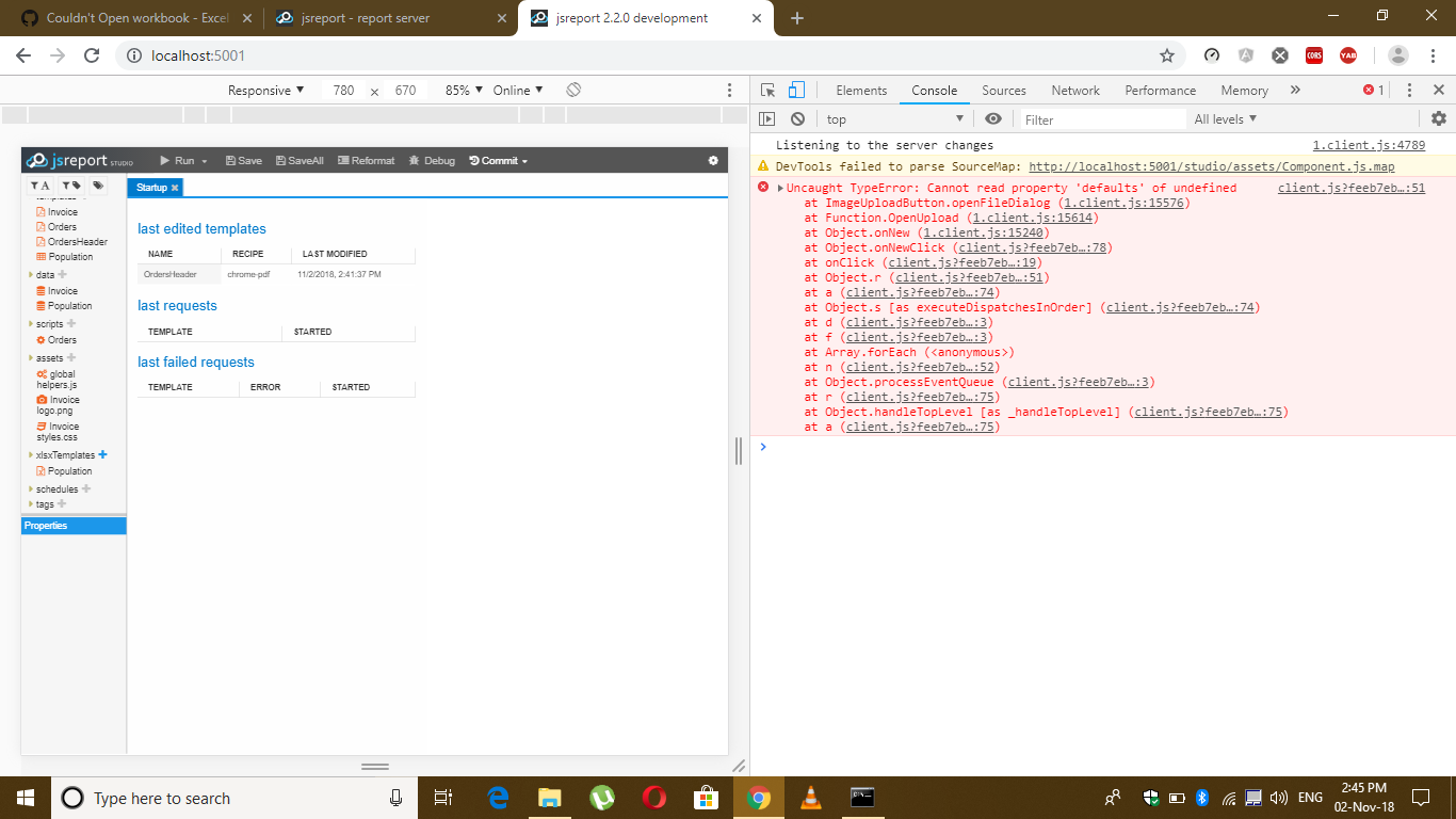 Couldn't Open workbook - Excel Error & Chrome-pdf error #459 & adding new excel is not working ...