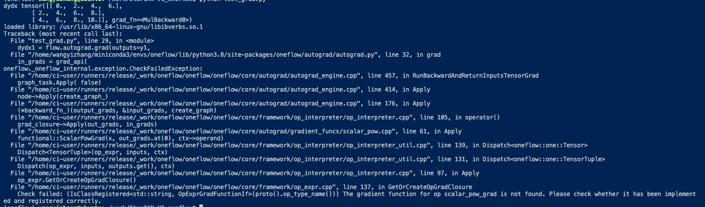 autograd.grad未对齐 · Issue #6583 · Oneflow-Inc/oneflow · GitHub