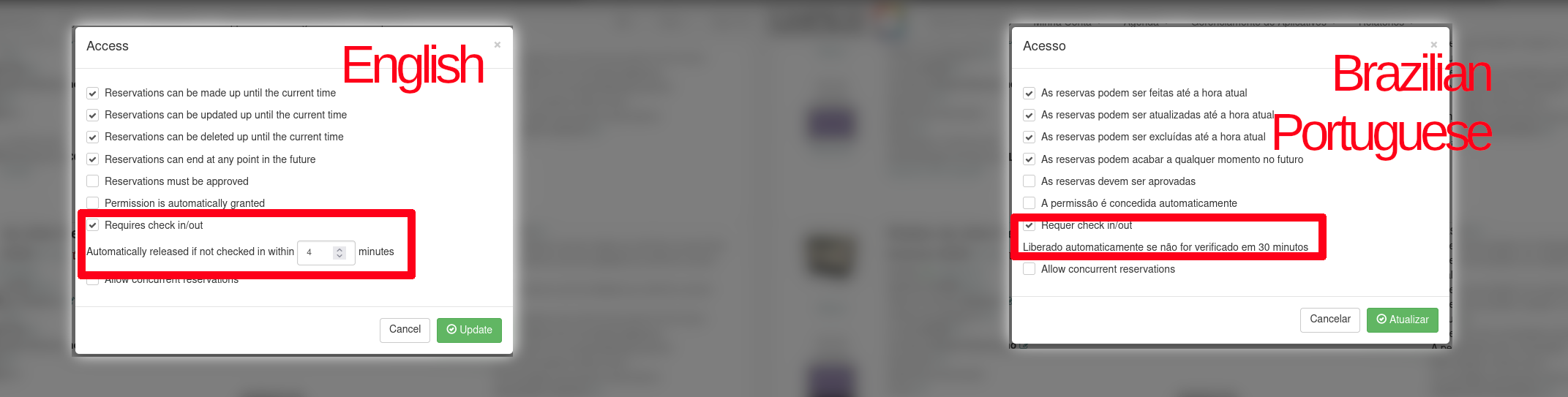 Can't edit release time if not checked in, if the platform is translated for brazilian ...