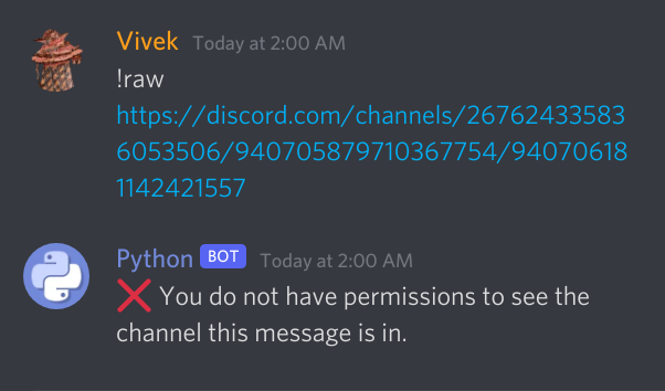!raw command does not work in threads · Issue #2077 · python-discord/bot · GitHub