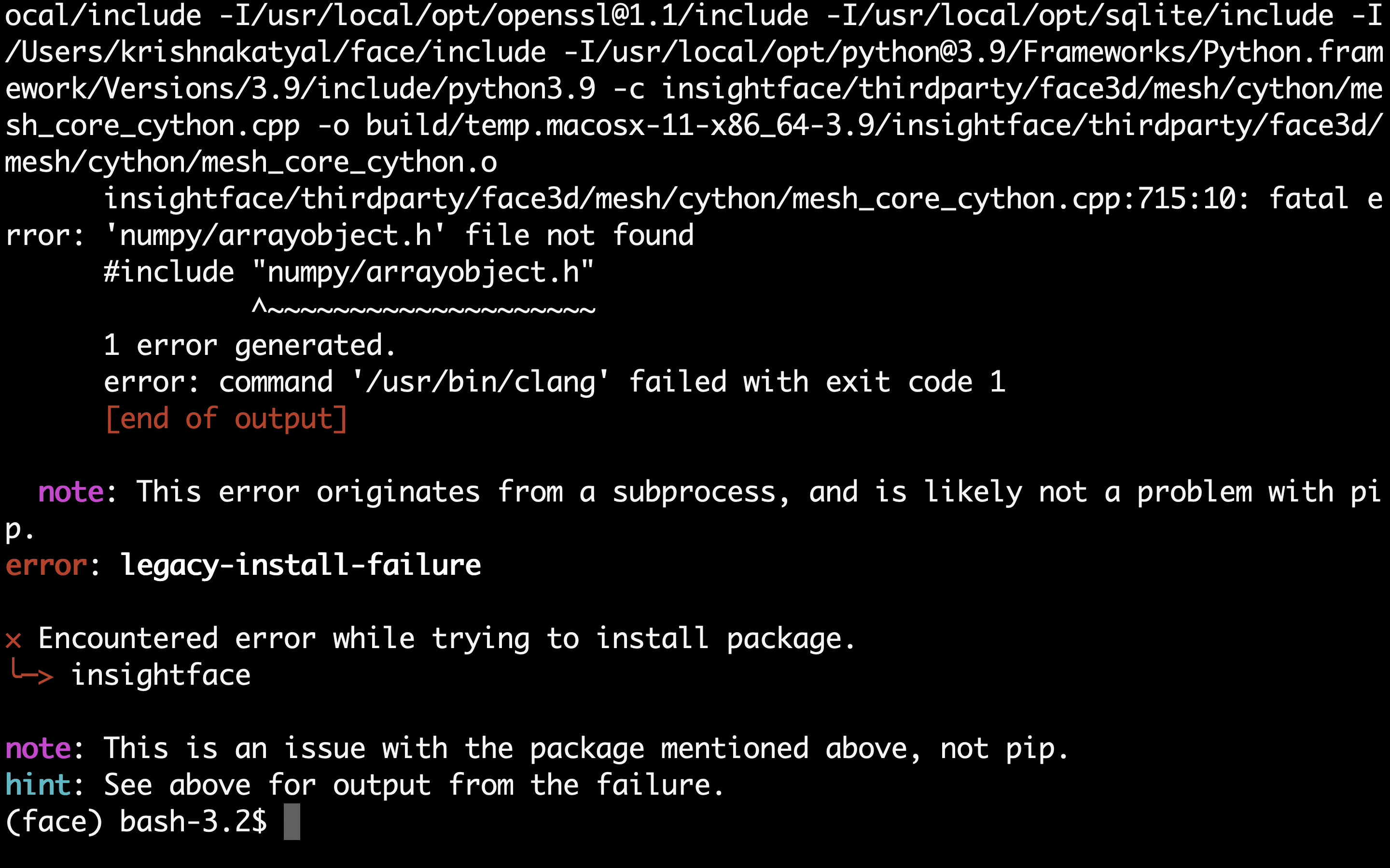 Insightface not getting installed · Issue #1907 · deepinsight/insightface · GitHub