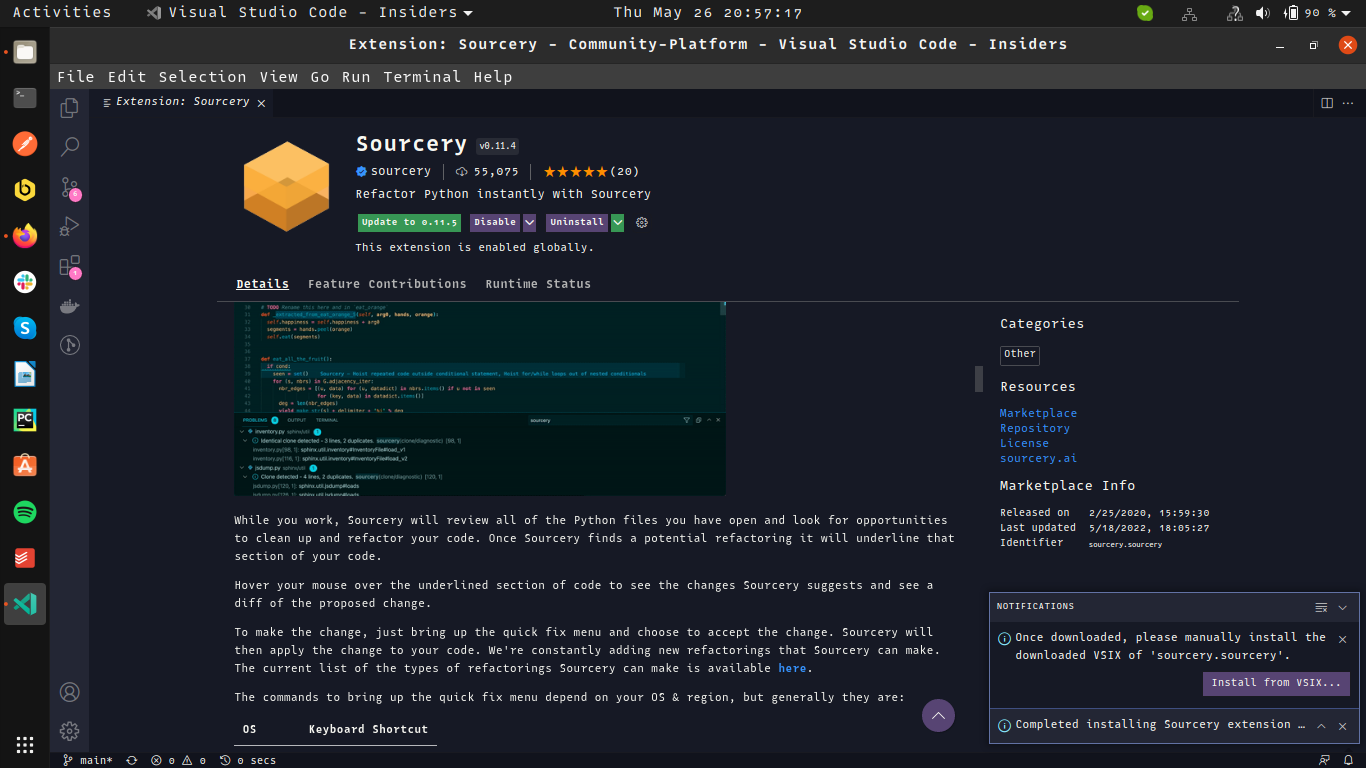 Error while installing 'Sourcery' extension. · Issue #76 · sourcery-ai/sourcery-vscode · GitHub